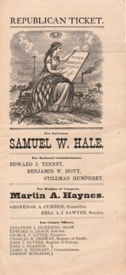 1882 Republican Election Flyer Samuel Hale Gov. N.H., Martin Haynes ...