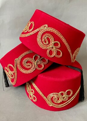 Red Fez Hat, Genuine & Authentic Turkish Fes, Ottoman Tarboosh Wear w ...