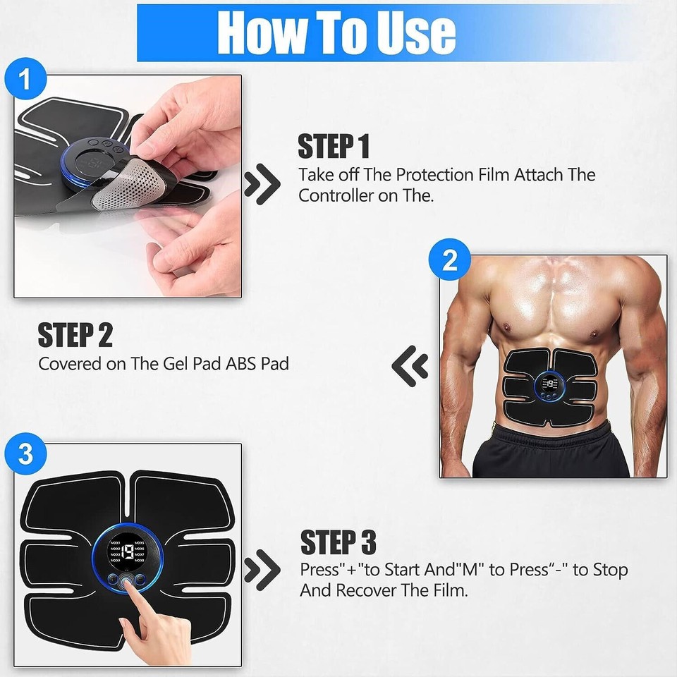 Electric Muscle Toner Machine ABS Toning Belt Simulation Fat Burner ...