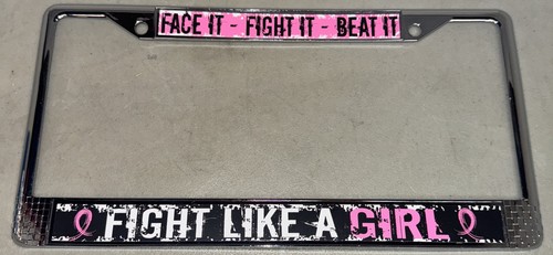 BREAST CANCER AWARENESS Fight Like A Girl Face Beat It License Plate ...