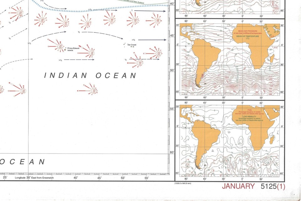 5125(1) South Atlantic Ocean Routeing Chart (January) chart Map Marine ...