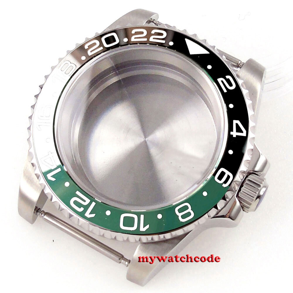 40MM Watch Case Black Green Ceramic Bezel Sapphire Glass Fit NH34 NH35 ...