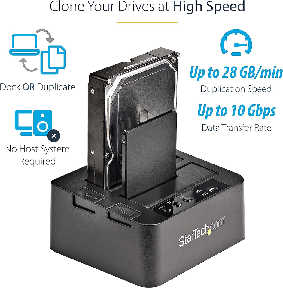 Standalone Hard Drive Duplicator, External Dual Bay HDD/SSD Cloner ...