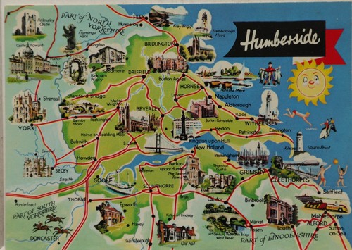 VINTAGE POSTCARD HUMBERSIDE MAP | eBay