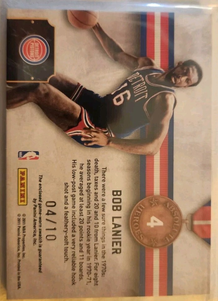 2010-11 Absolute Memorabilia - Absolute Heroes Materials #4 Bob Lanier ...