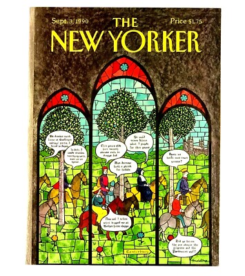 1990 Canterbury New Yorker Magazine Cover Medieval Stained Glass ...
