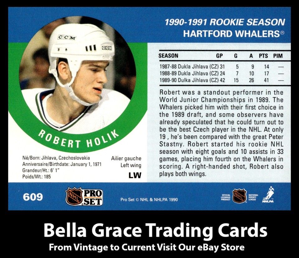 1990-91 Pro Set Robert Holik #609 Hartford Whalers Rookie NHL Hockey | eBay