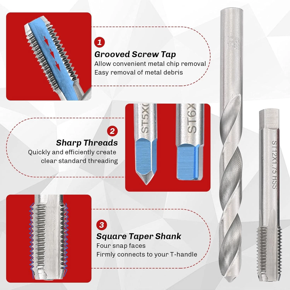 M5 M6 M8 M10 M12 Helicoil Thread Repair 131Pcs Set & Metric Rethreading ...