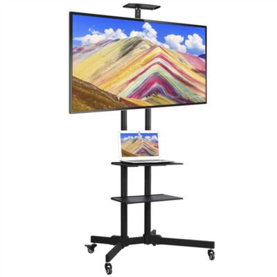 Height Adjustable Mobile TV Stand Mount Universal Flat Screen Rolling ...