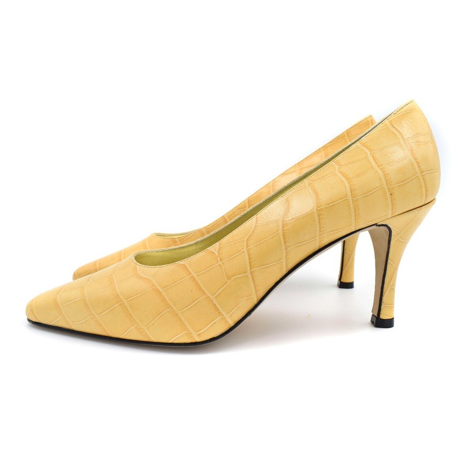 New $250 Escada Melon Orange Croc Embossed Leather High Heels Pumps ...