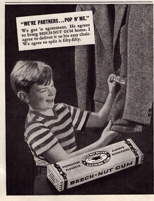 1946 Beech Nut Gum Print Ad Peppermint Boy Father's Jacket Partners Pop ...