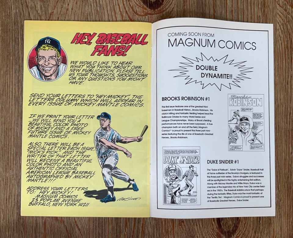 LOT OF 2 MICKEY MANTLE COMIC BOOKS - 1st ISSUE - 1991 - NEAR MINT ...