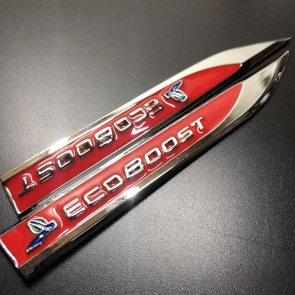 2Pcs Car Metal Red Ecoboost Car Fender Skirts Knife Side Sticker ...