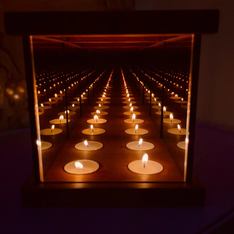 Infinity Mirror Tealight Candle Holder, Unique Wood Candle Holder ...