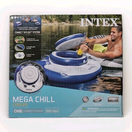 INTEX MEGA CHILL FLOATING COOLER Holds Up To 30 12oz Cans 5 Cup Holders ...