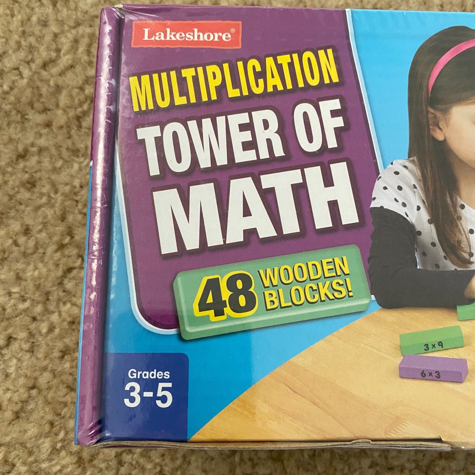 Lakeshore Multiplication Tower of Math 48 Wooden Building Blocks Common ...