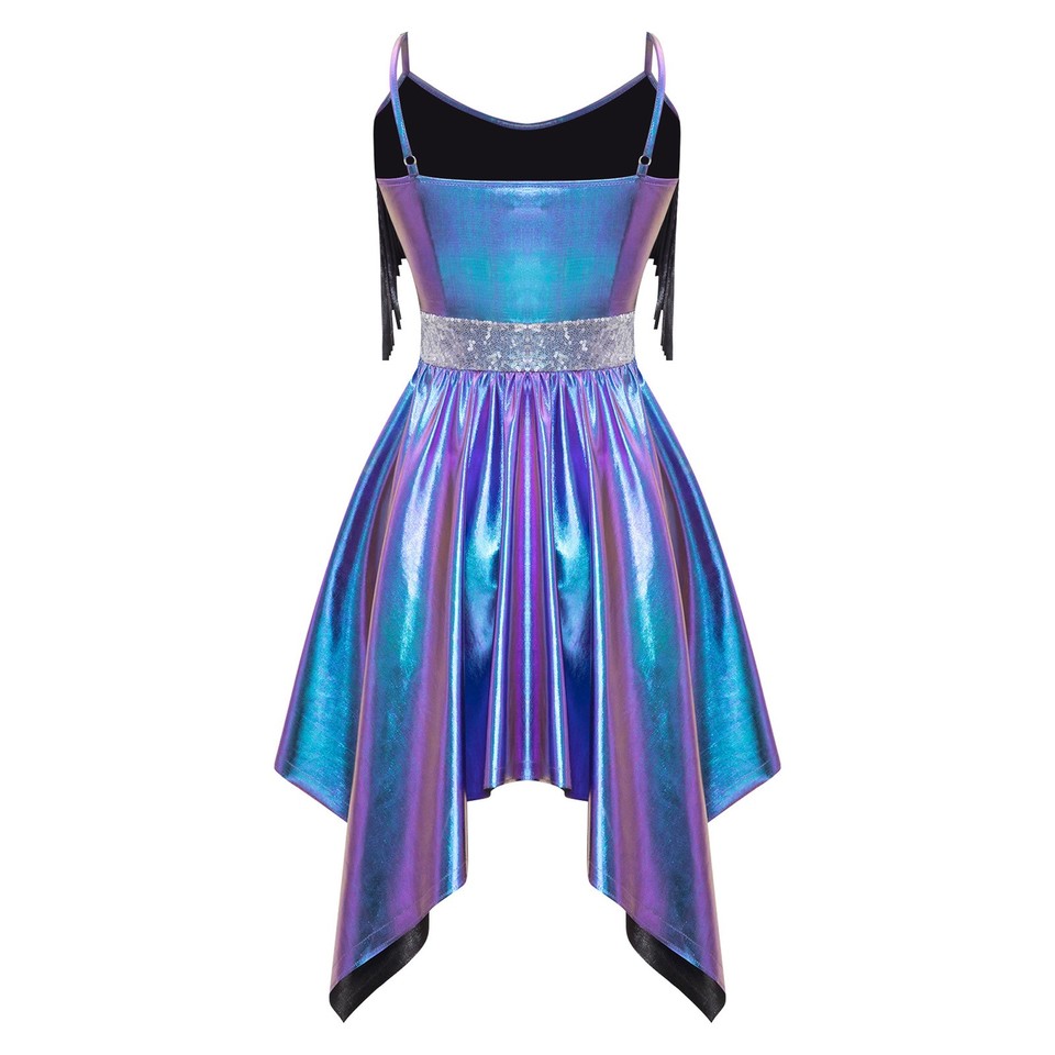 Women Costume Iridescent Metallic Dress Sling Dancewear Vacation Night ...