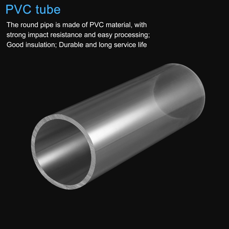 PVC Rigid Round Pipe 55mm ID 63mm OD 0.2m Transparent High Transparency ...