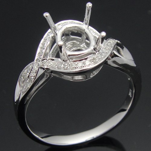 Solid 14K White Gold 5X7mm Oval Cut Semi Mount Diamond Wedding Fine ...