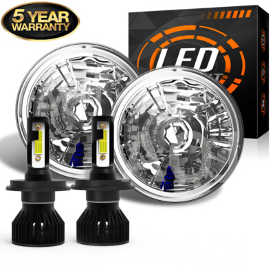 For 67-1972 Chevy C10 Pair 7 inch LED Headlights Round DOT Approved Hi ...