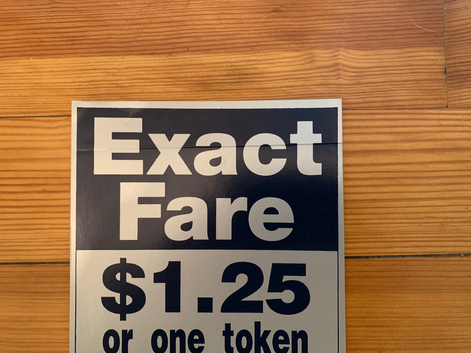 NY NYC TRANSIT SUBWAY SIGN EXACT FARE 1 TOKEN VINYL $1.25 DECAL FARE ...