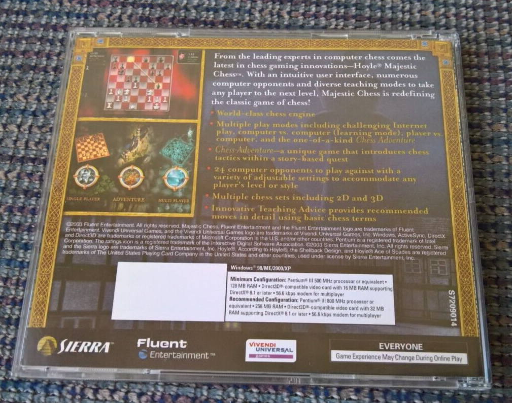 Majestic Chess PC CD-ROM Game Hoyle with CD license key and jewel case ...