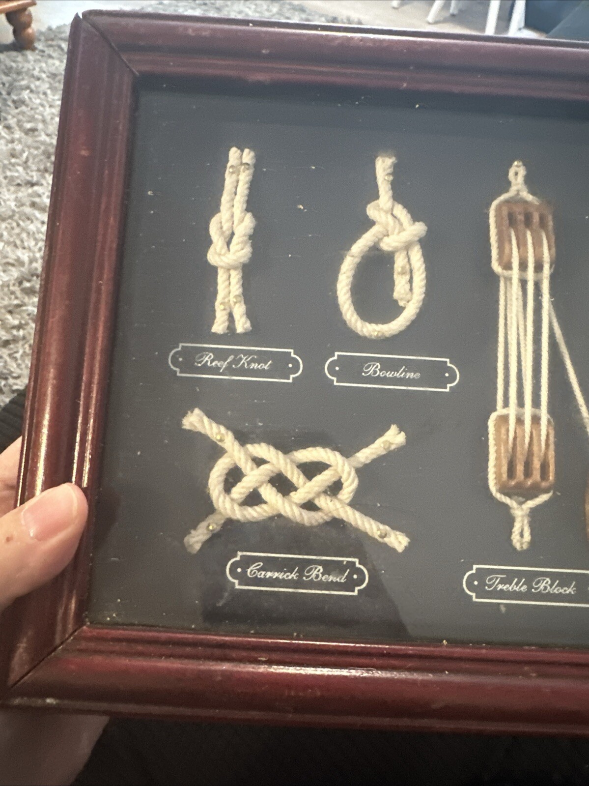 Nautical Navy Maritime 3D Knot Shadow Box Framed Picture Wall Art Decor ...