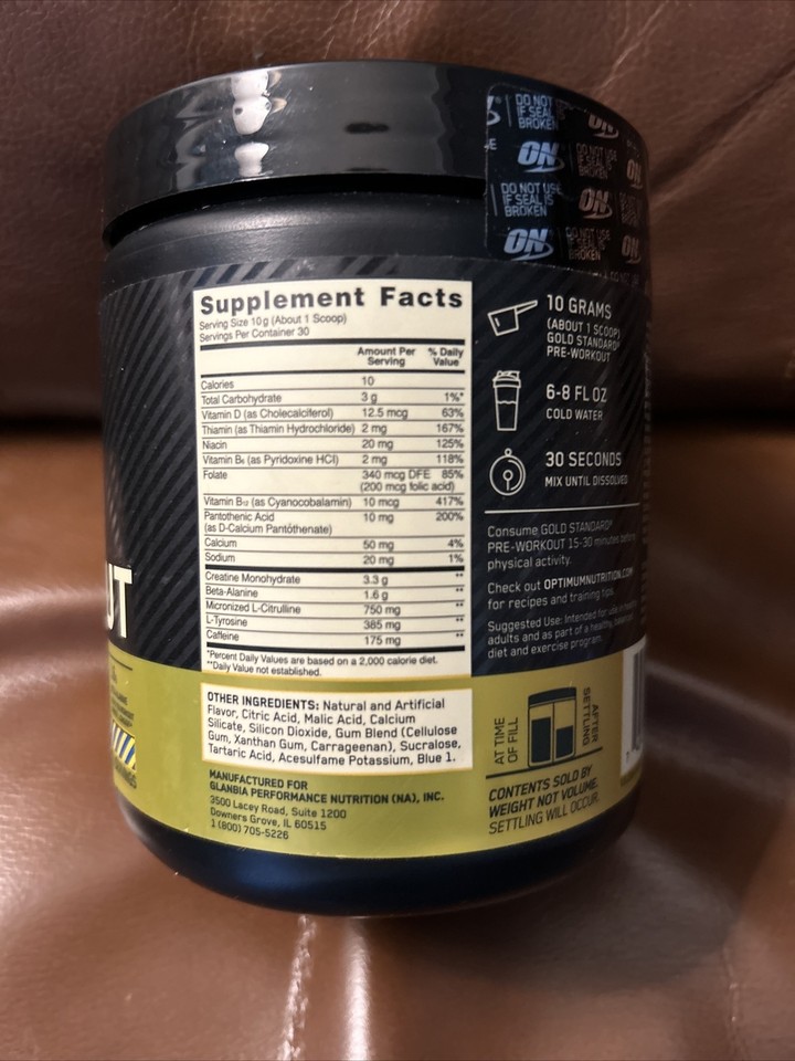 Optimum Gold Standard Pre-Workout, Blueberry Lemonade, 10.58 oz Exp 2/ ...