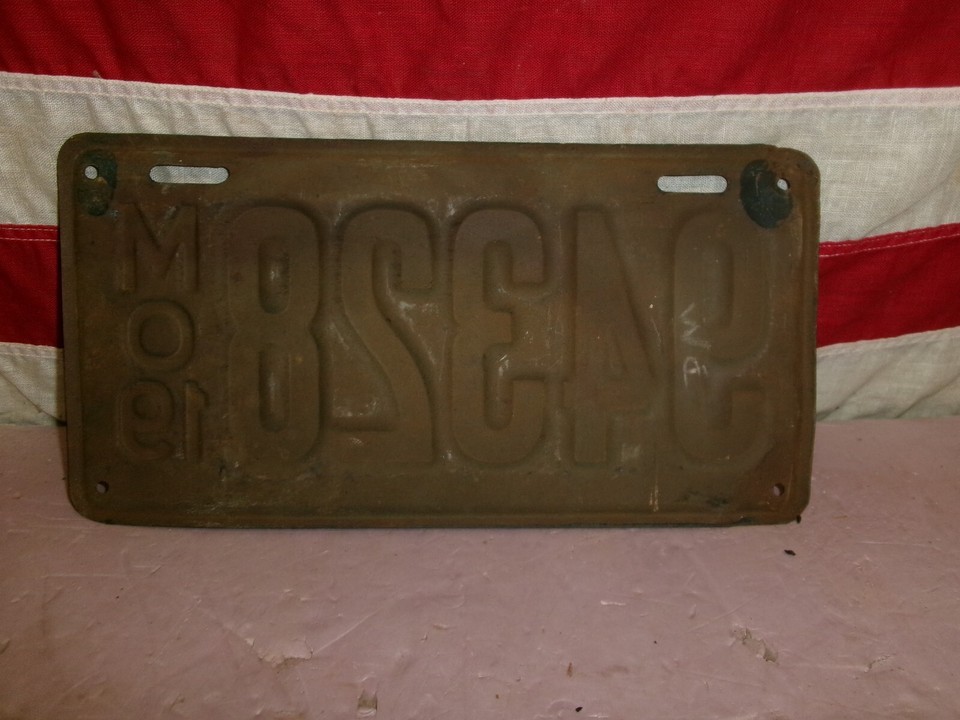 ANTIQUE- MISSOURI LICENSE PLATE- 1919- # 94328 | eBay
