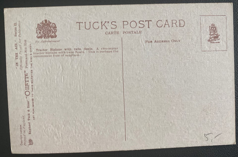 Mint England Tucks Picture Postcard Seaplane With Twin Floats | eBay