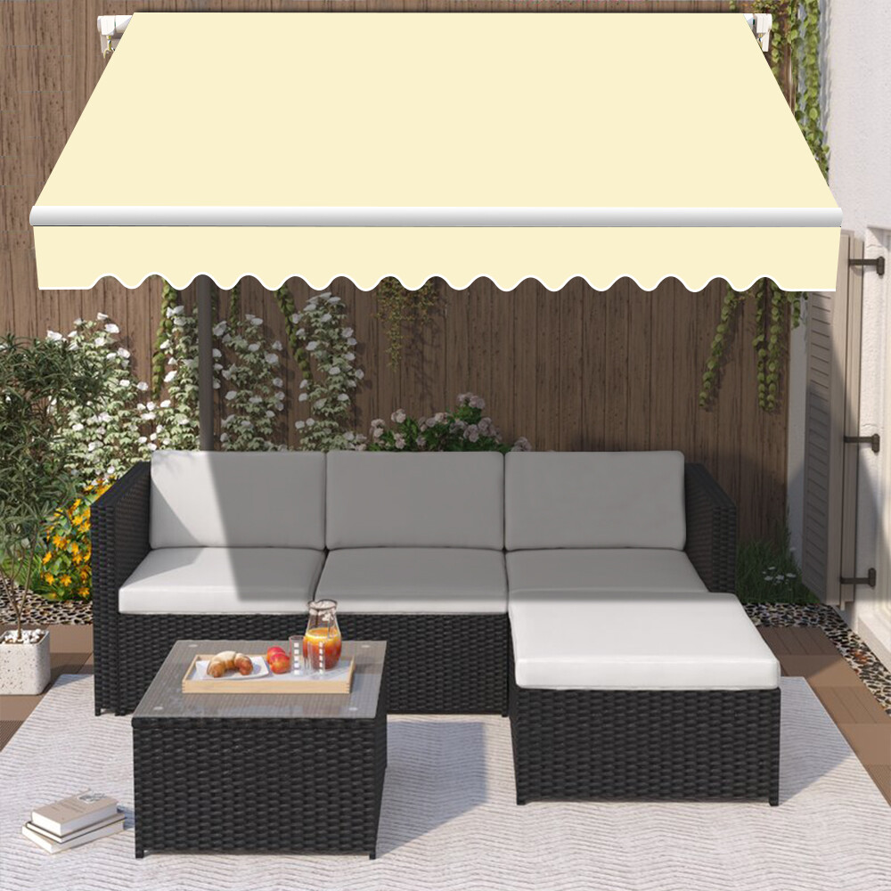 Patio Manual Awning Garden Sun Shade Retractable Shelter Canopy 3x2.5m ...
