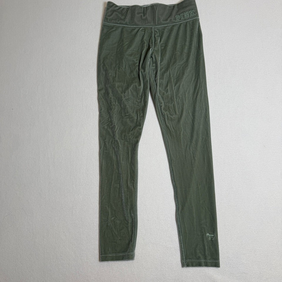 PINK Victoria's Secret Women's M Velvet Olive Green Leggings Athleisure ...