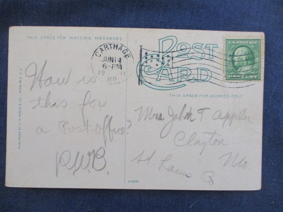 1911 Carthage Missouri New Government Building Postcard & Flag Cancel ...
