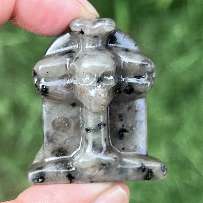 1.6" Natural Tian shan blue Cross tombstone skull Quartz Crystal Skull ...