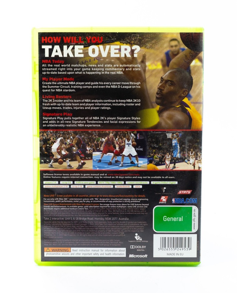 NBA 2K10 Xbox 360 Kobe Bryant Cover Complete With Manual Like New | eBay