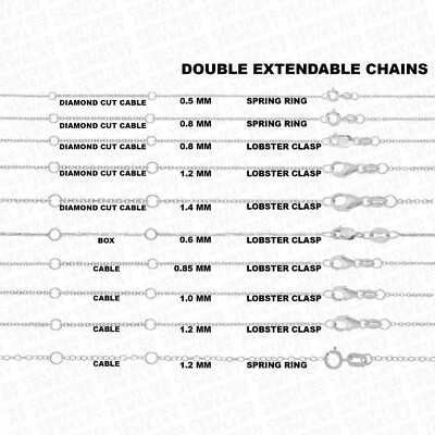 14K Double Extendable White Gold Chain Jump Ring Adjustable 16" to 17 ...