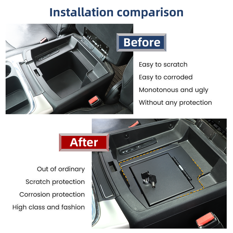 Locking Center Console Armrest Box Safe Organizer For Dodge Ram 1500 ...