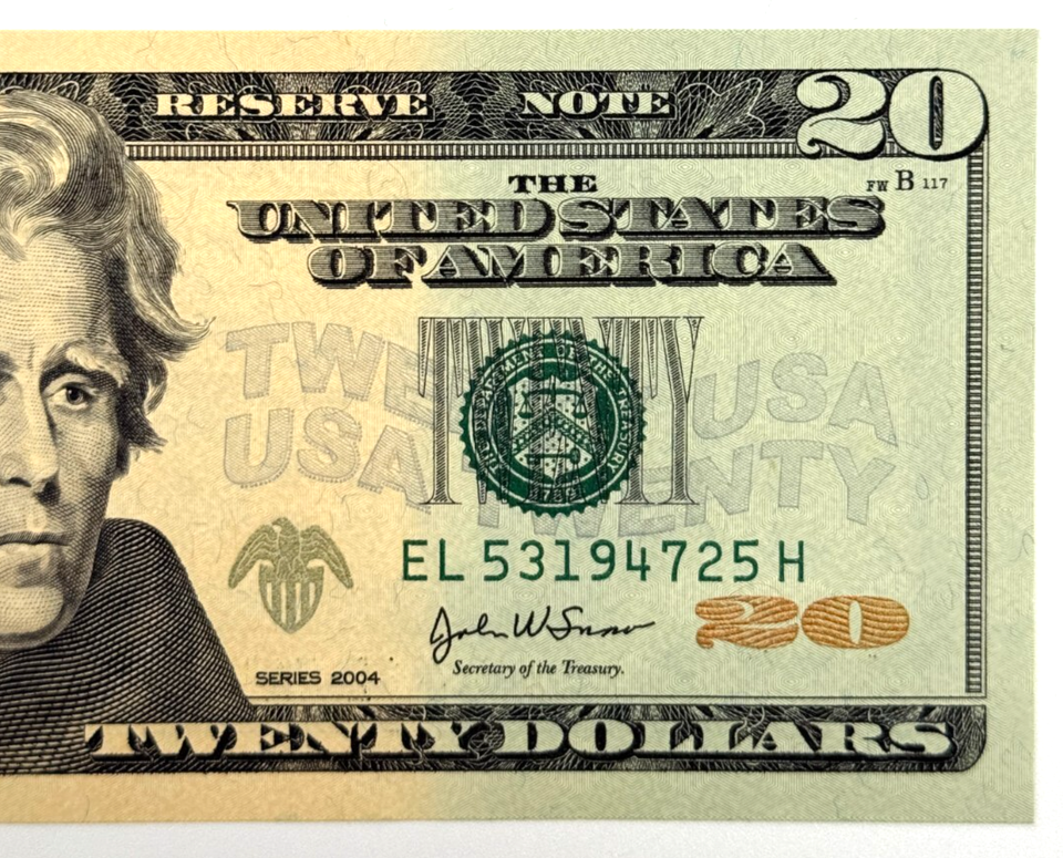New Uncirculated $20 Twenty Dollar Bill Series 2004 ONE NOTE | eBay