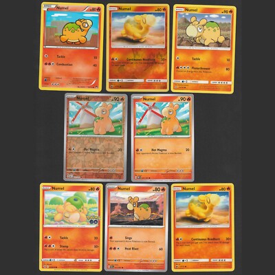 Numel Pokemon Card Collection Set of 8 English Cards Reverse Holo Fire ...