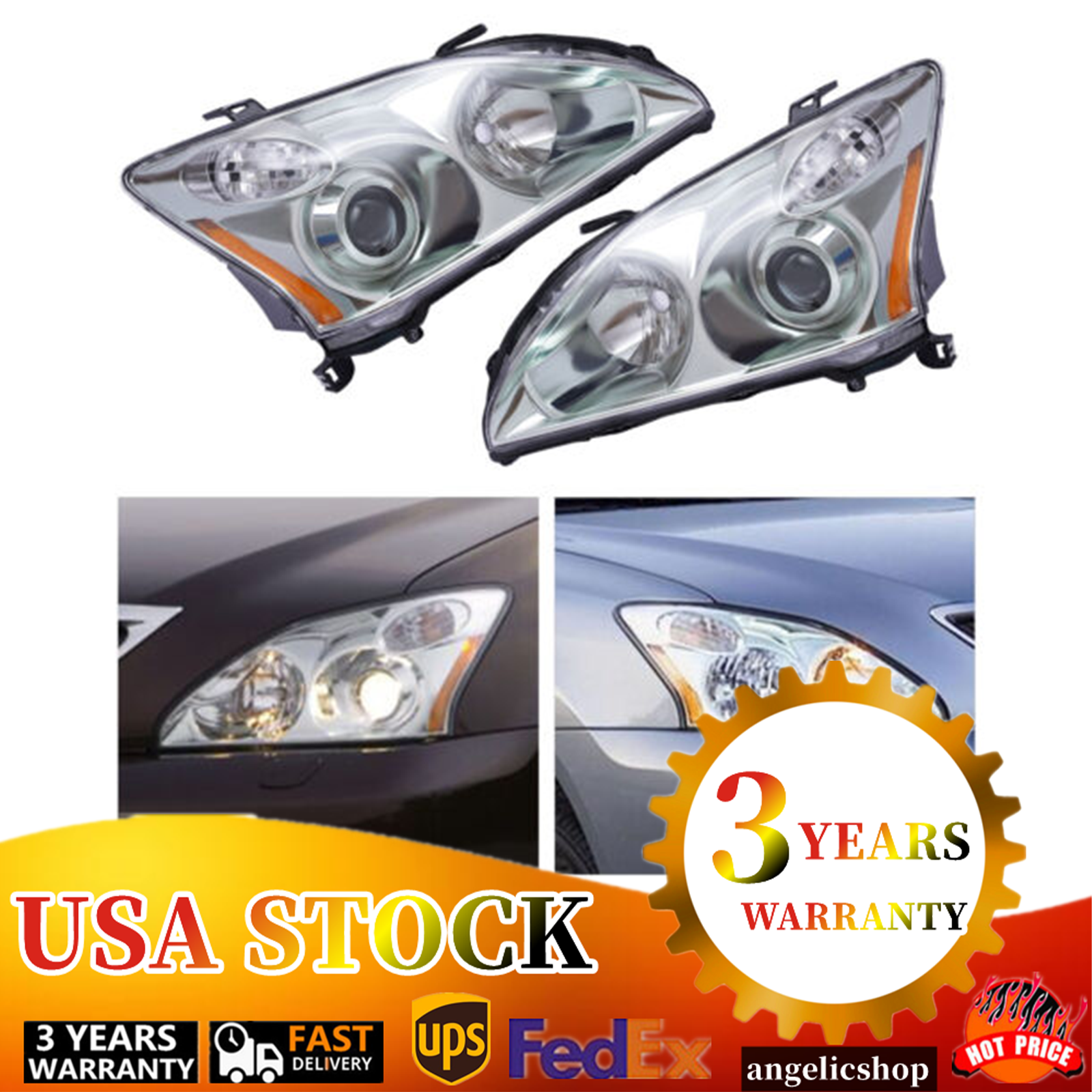 For 2004-2009 Lexus RX330 RX350 RX400h HID+Halogen Headlights Assembly ...