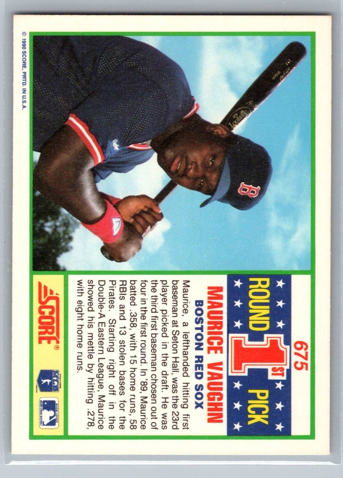 Maurice Vaughn 1990 Score 1st Round Pick BASEBALL #675 Boston Red Sox ...