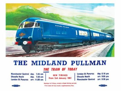 Vintage British Rail London Manchester Midland Pullman Railway Poster ...