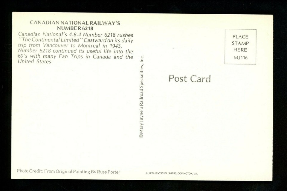 Train Railroad postcard Artist Drawn Art by Russ Porter Canadian ...