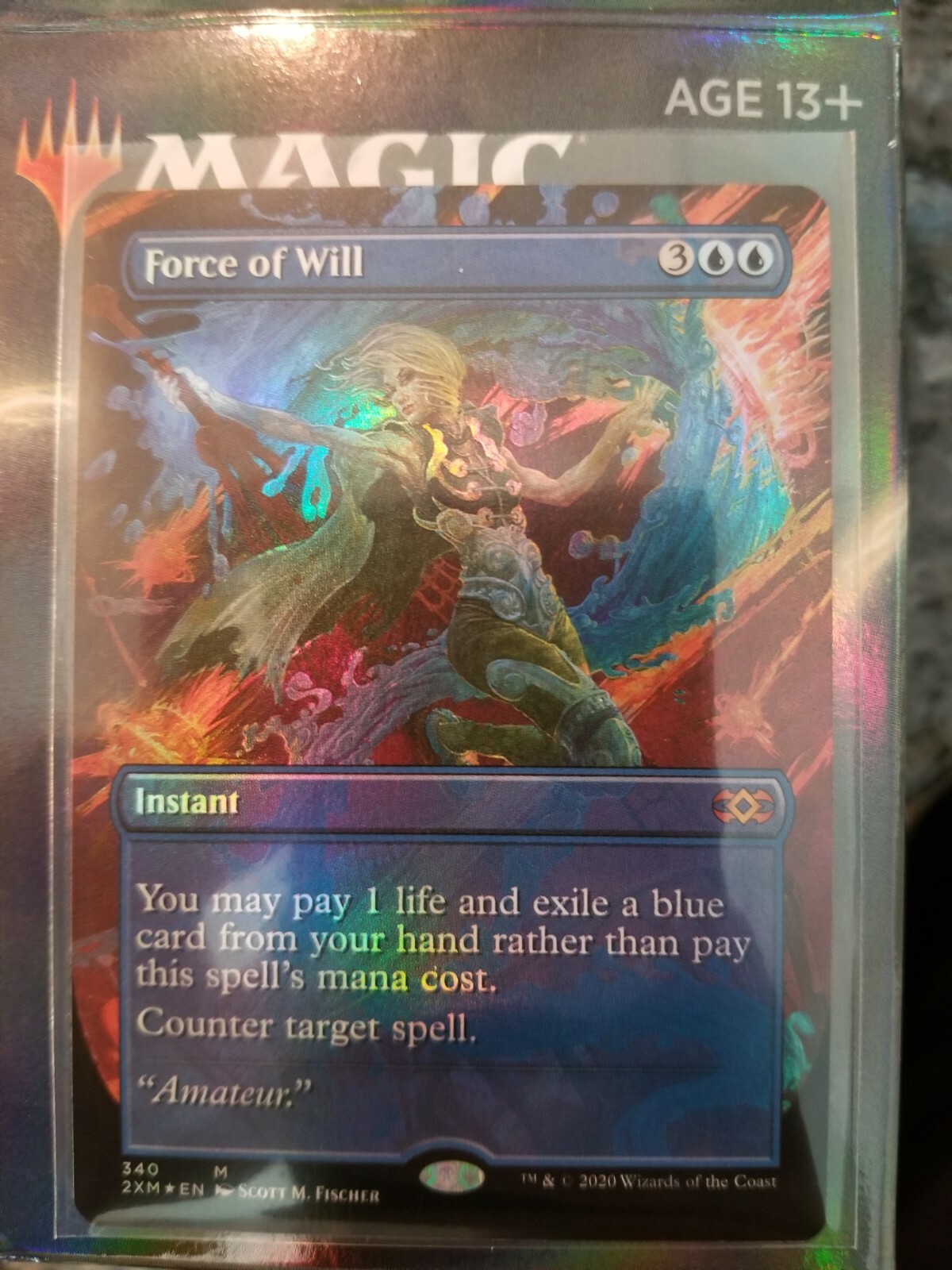 Force Of Will Borderless Foil MTG Double Masters Pack Fresh NM UPS 2day ...