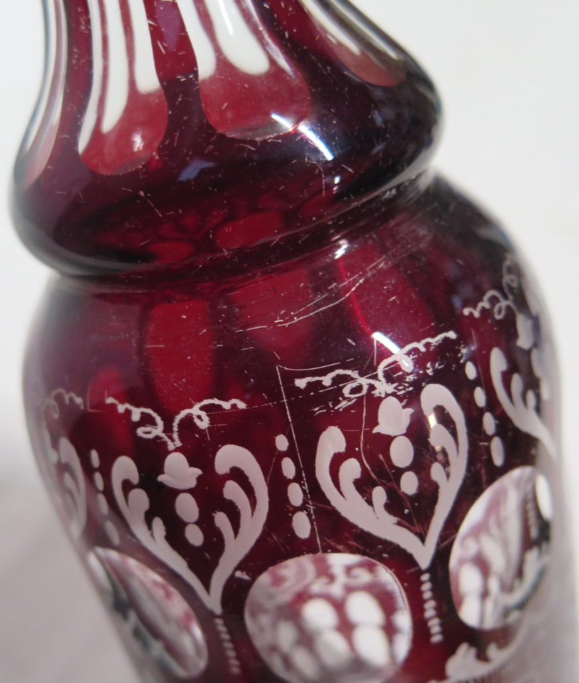 Late C19th Bohemian Cut Ruby Flashed Glass Decanter No Stopper 31cm ...