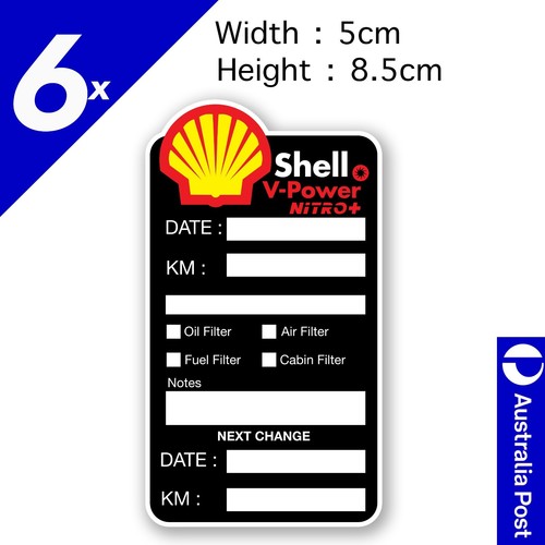 Shell V-Power Oil Change Service Reminder x6 Stickers , Car, Trucks ...