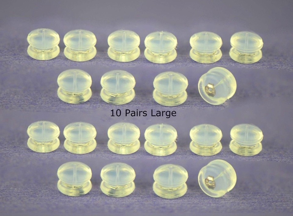 14k Yellow or White Gold Jelly Silicon Back Earring by 1,2,3,6,10 Pairs ...