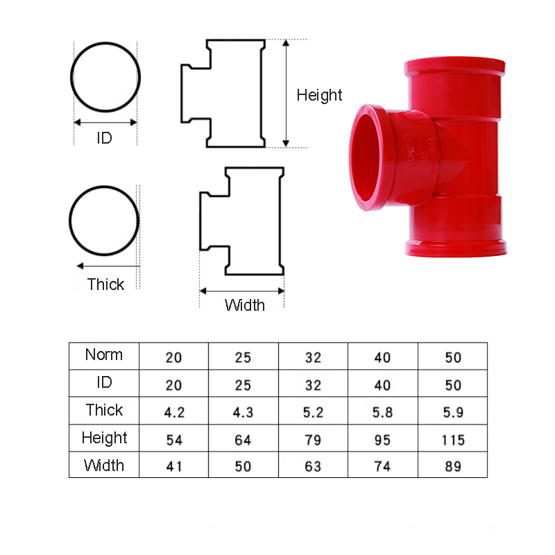 20mm-63mm Tee Joint Thickened / T Piece Pipe PVC Water Supply Pipe ...
