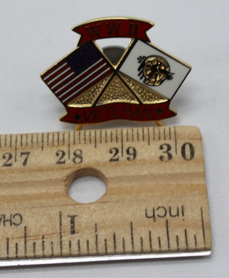Vtg American & World War II Crossed Flags Veteran Lapel Pin 1" Metal ...