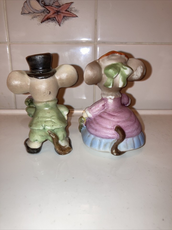 vintage 3 inch ceramic husband and wife mouse figurine’s wedding Mice ...
